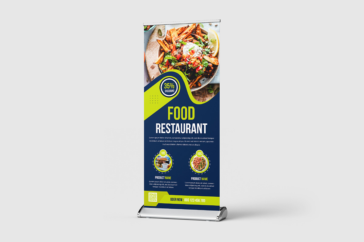 Restaurant Food Menu Rollup Banner, a Marketing Template by Mk_Studio