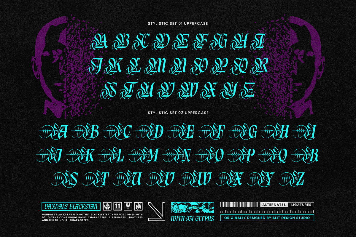 Vandals Blackstar Typeface, a Blackletter Font by alit design