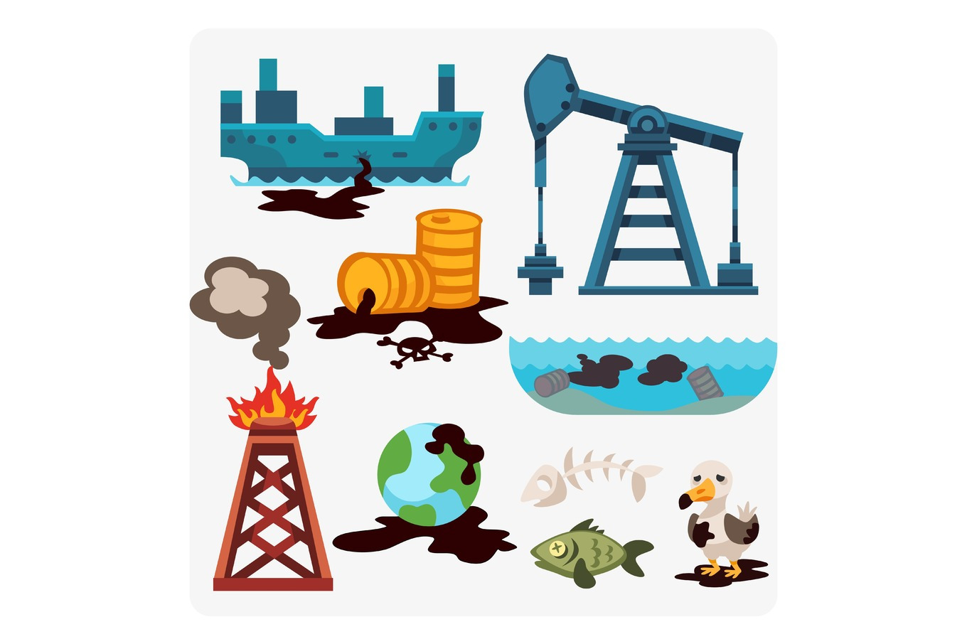 Ecological problems environmental oil pollution of water earth air ...