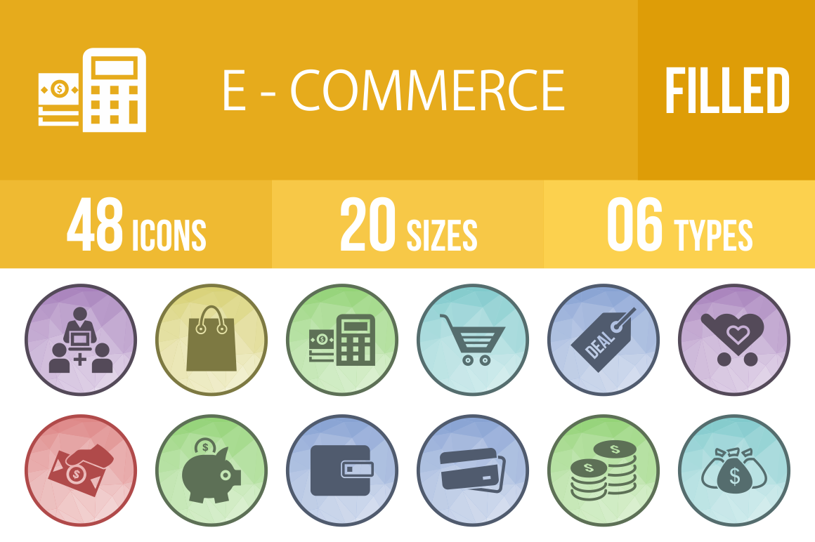 48 Ecommerce Filled Low Poly Icons, an Outline Icon by IconBunny