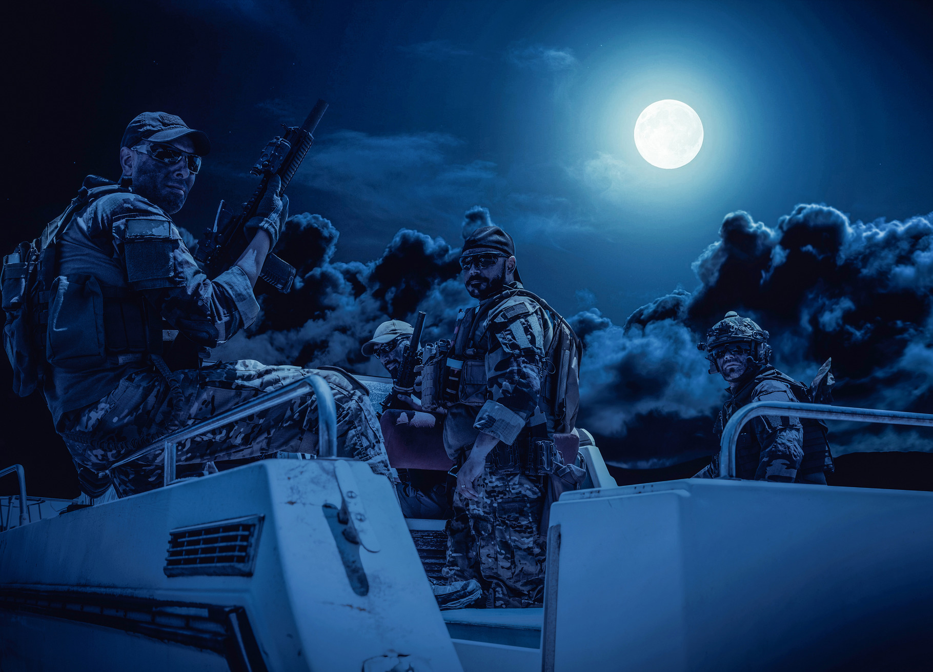 Commando soldiers on patrol boat, a Nature Photo by Getmilitaryphotos