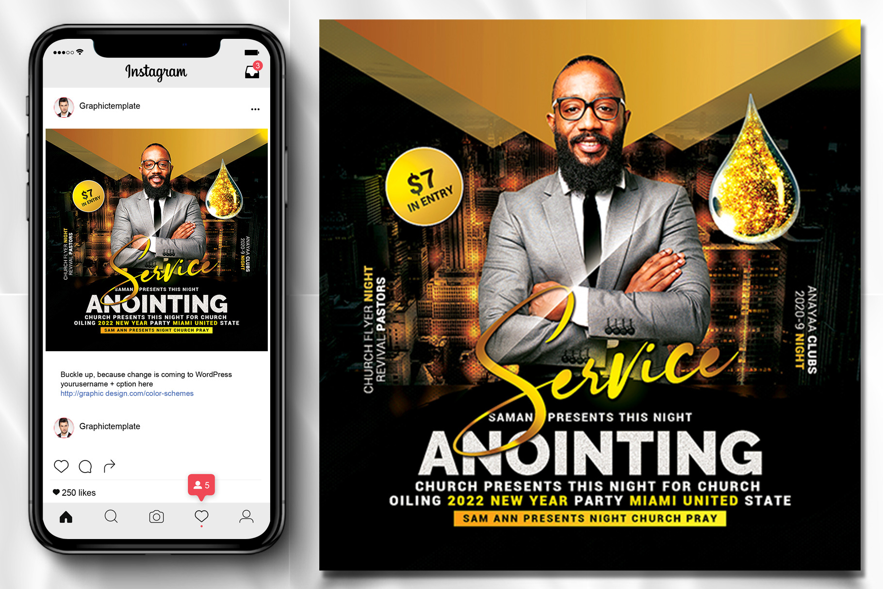 Anointing Service Church Poster, a Flyer Template by Psd Templates