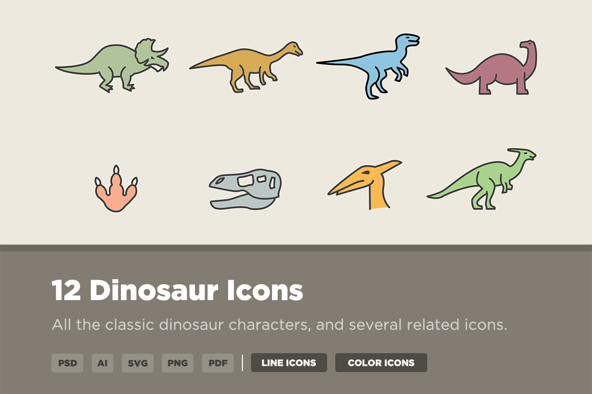 12 Dinosaur Icons, an Icon by Creative VIP
