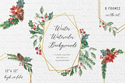 Winter Watercolor Frame Backgrounds | Decorative Illustrations ...