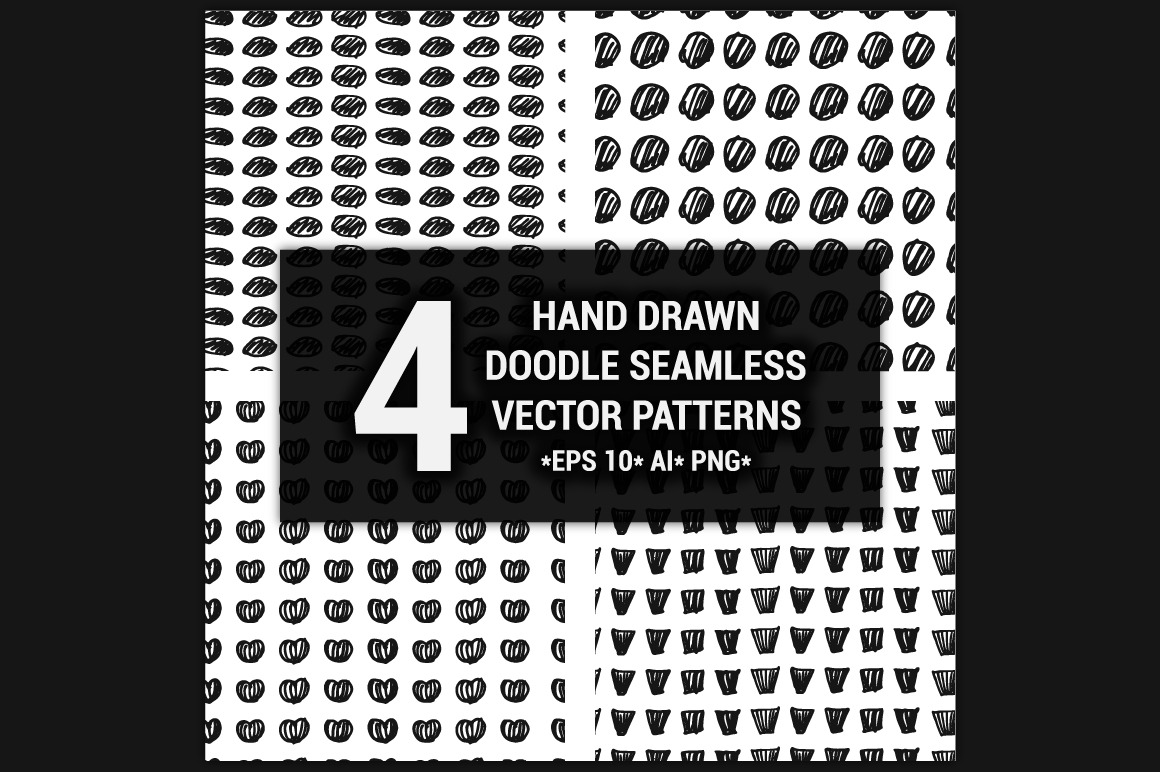 4 Hand drawn seamless patterns set 2, a Pattern Graphic by Ederella