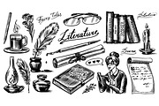 Literature set. Ink and pen | Education Illustrations ~ Creative Market