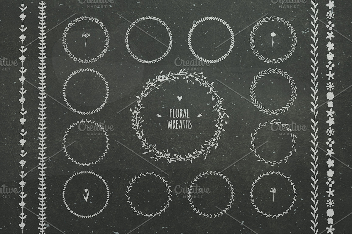 Floral Doodles on Chalkboard, a Graphic by harmonia_green_art