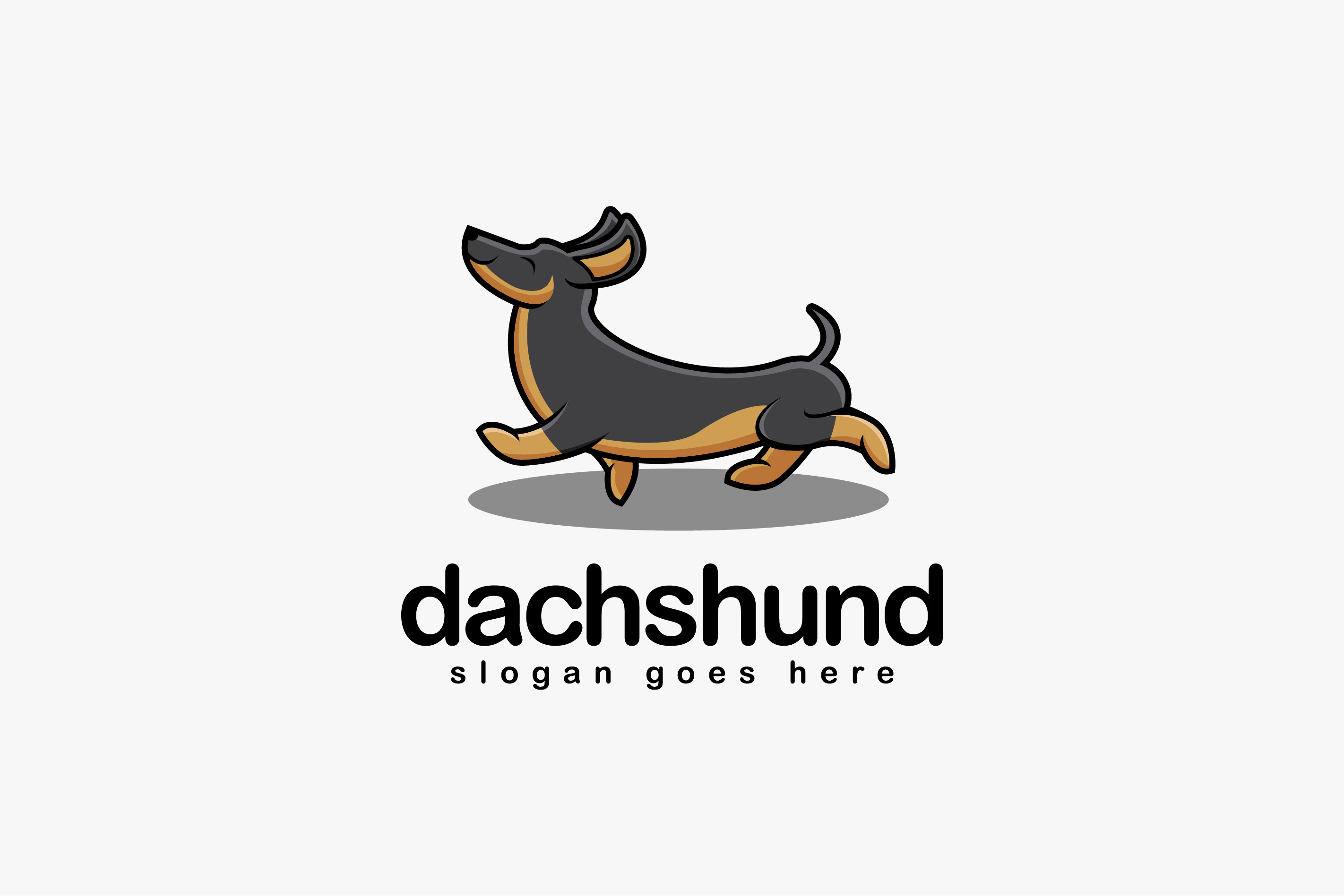 Fun dachshund dog logo mascot, a Branding & Logo Template by DOMHOUZE