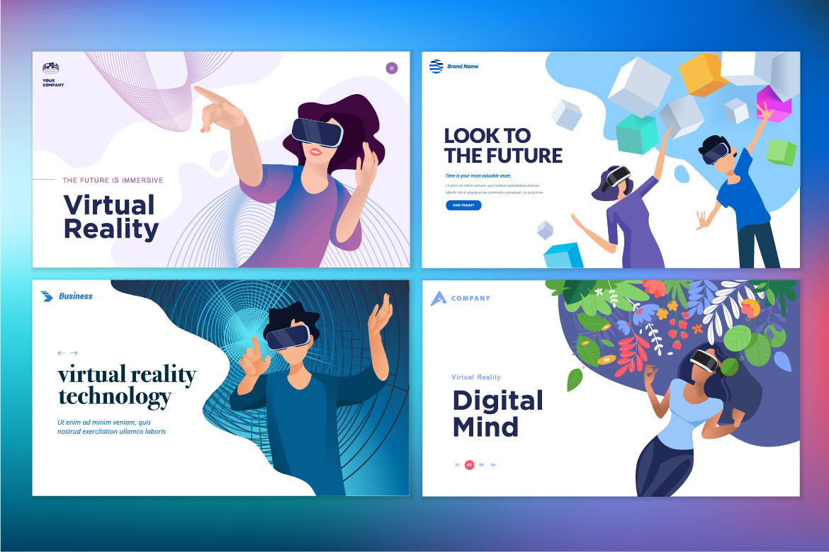 Virtual reality web design template, a Templates & Theme by ...