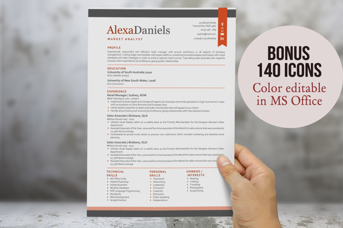 3 in 1 ribbon modern resume for Word, a Resume Template by Inkpower