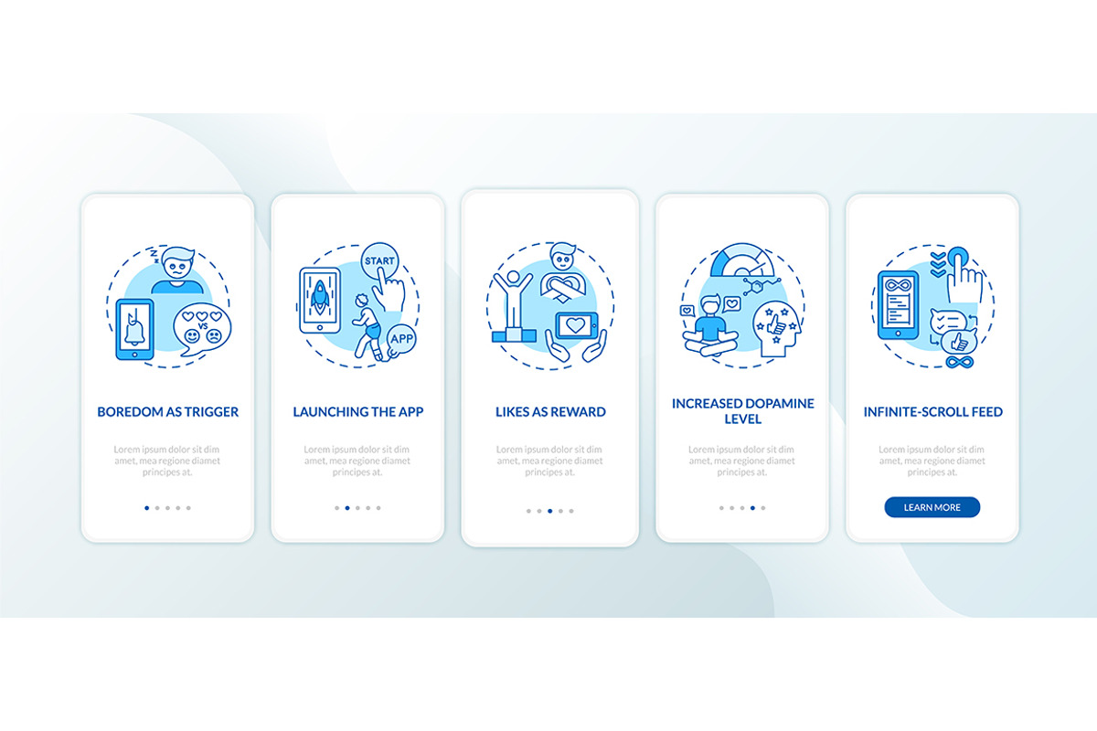 How social media addiction works, a Templates & Theme by IMG visuals icons
