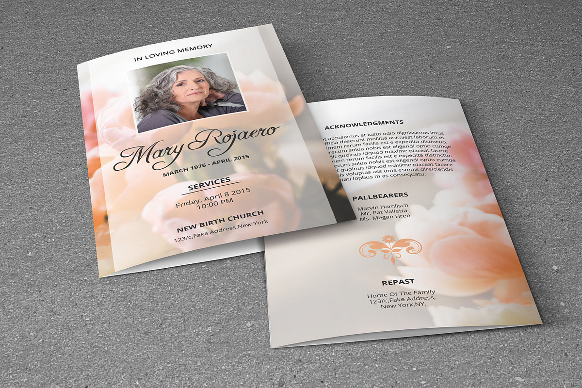 Funeral Program Template-V195, a Brochure Template by Template Shop