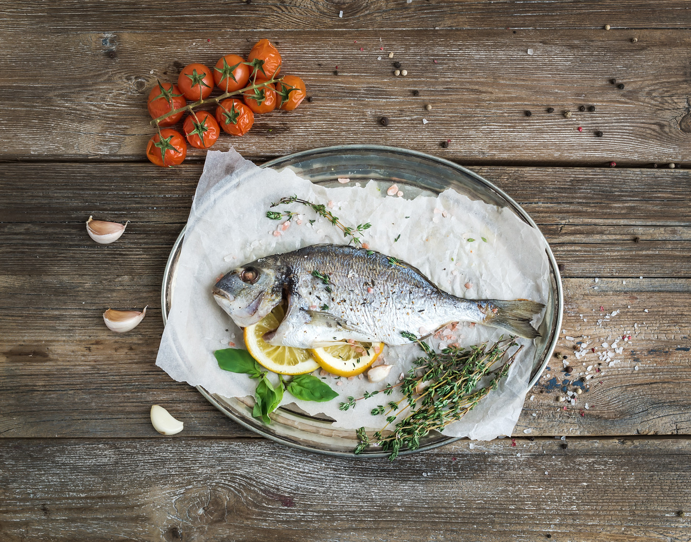 Sea bream fish with vegetables, a Food & Drink Photo by Foxys