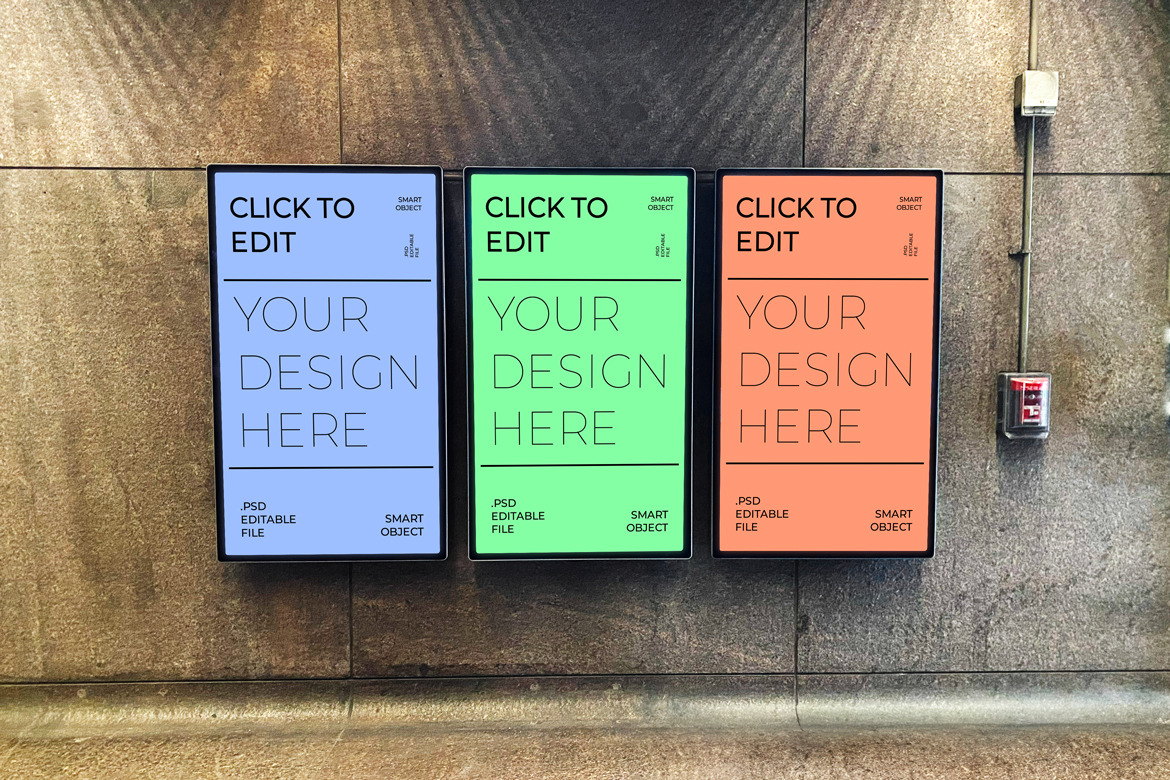 Triple Display Subway Mockup, an Advertising Mockup by Voar Mockups