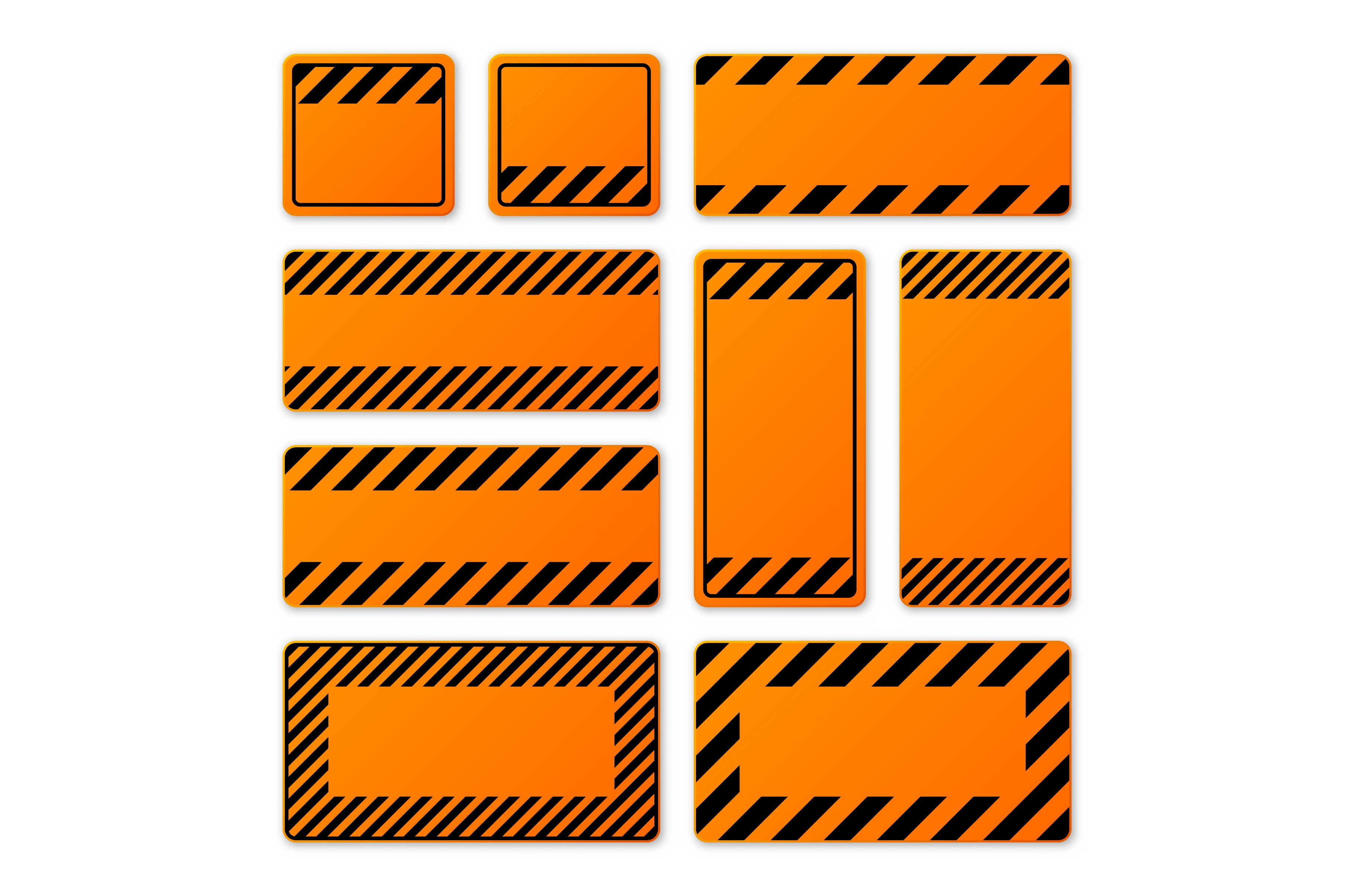 Various blank orange warning signs | Object Illustrations ~ Creative Market