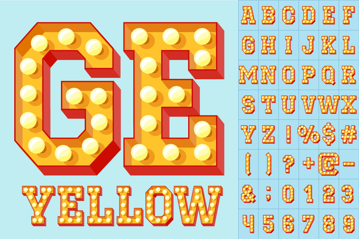 4 Variants of flat lamp letters, an Object Graphic by popskraft ...