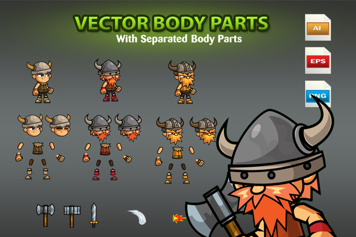 Viking Character Sprites 06, an Illustration by CreativeGameArt