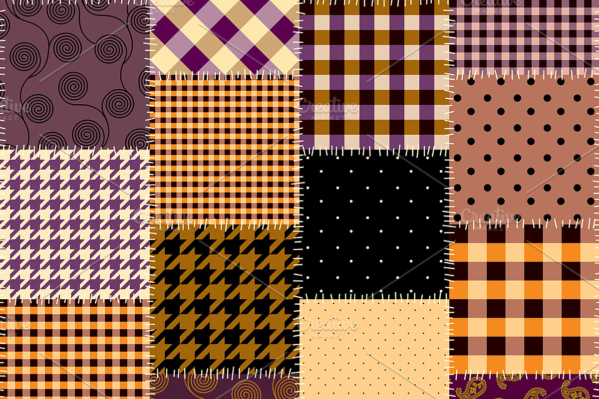 Seamless vector patchwork patterns | Creative Market