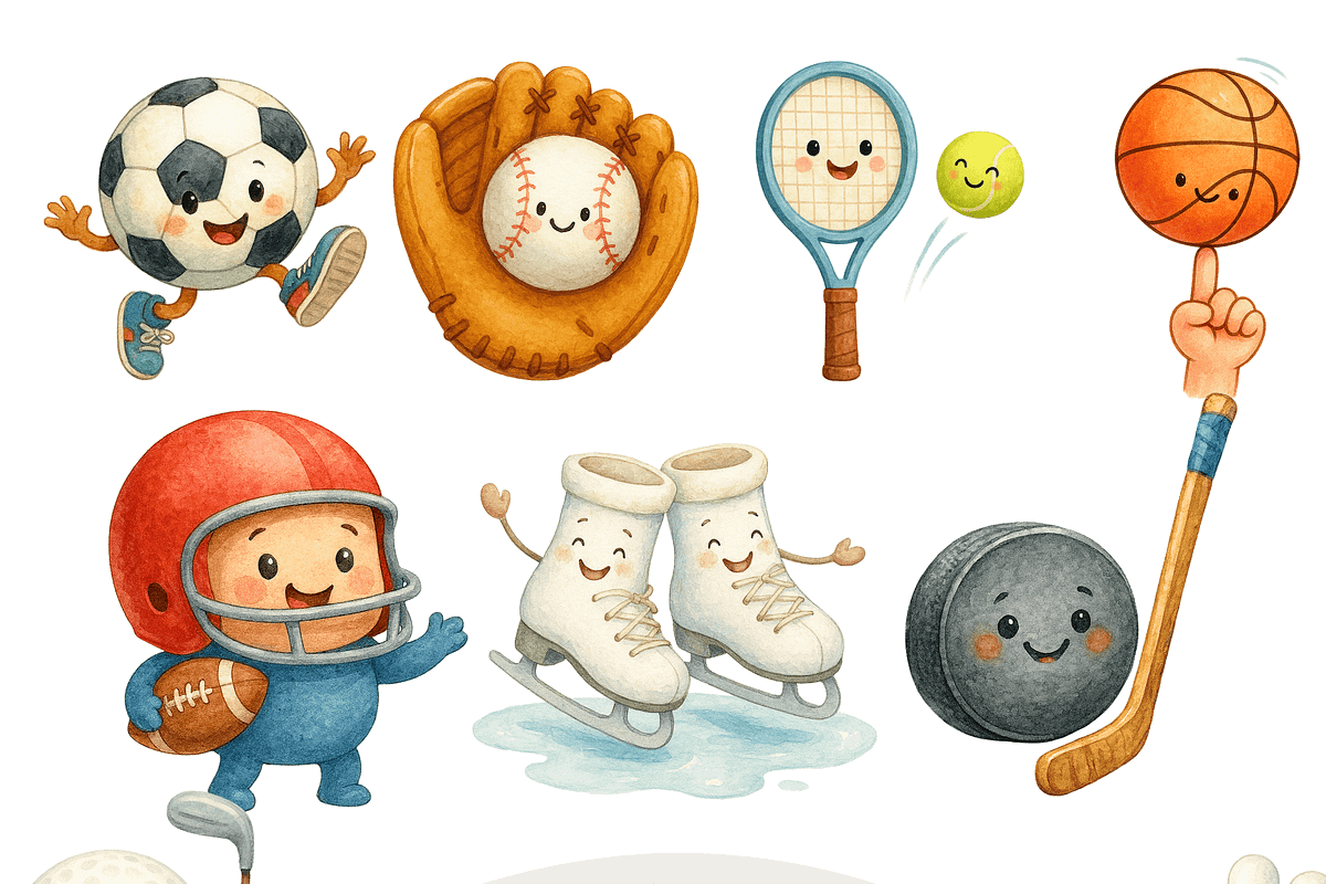 Watercolor Sports Clipart Set