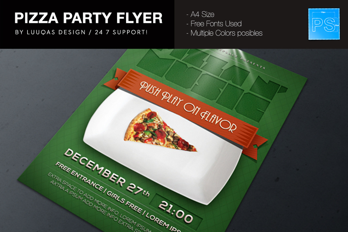 Pizza Party Flyer / Poster, a Flyer Template by Luuqas Design