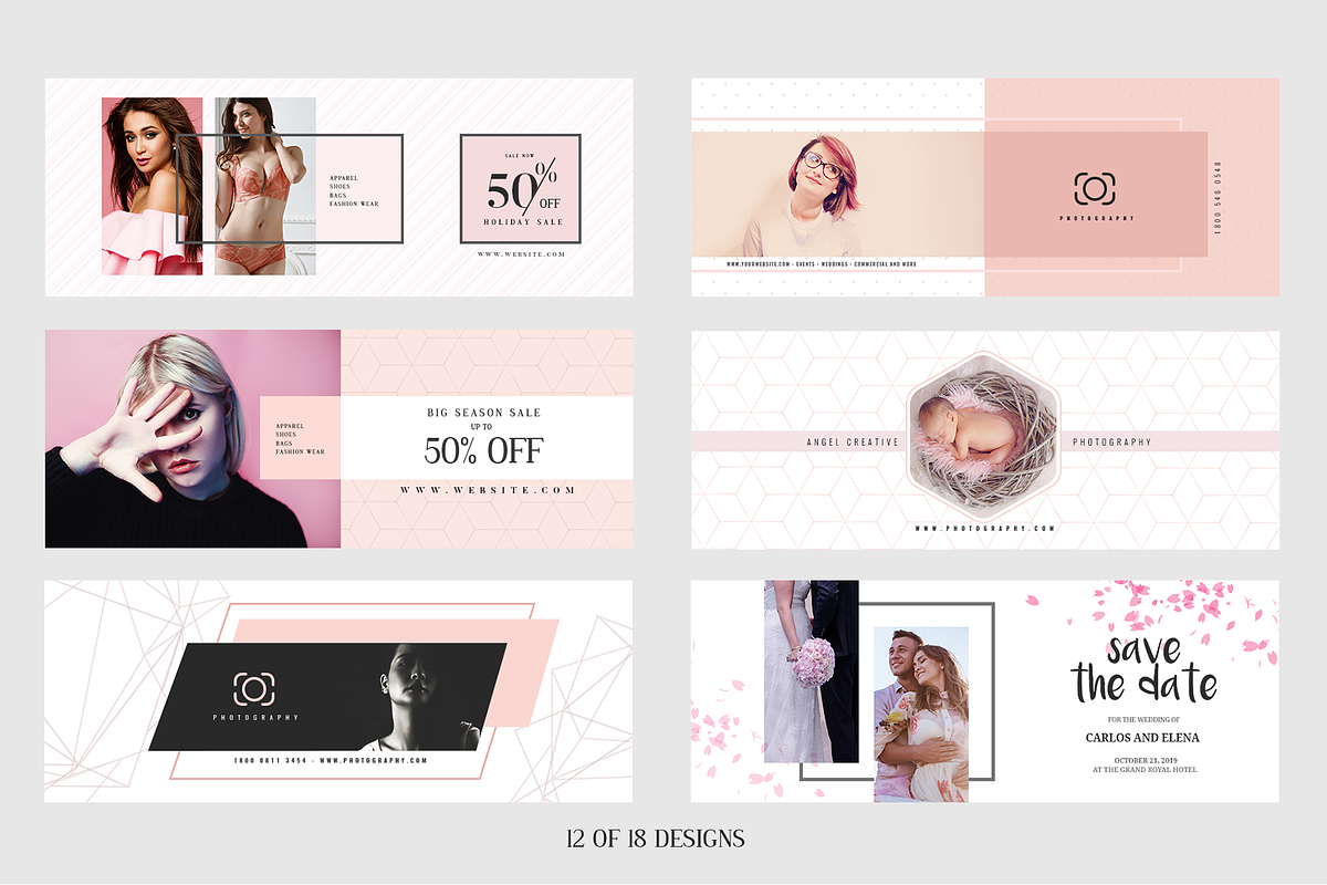 Modern Pastel Facebook Cover Pack, a Social Media Template by PSDPixel
