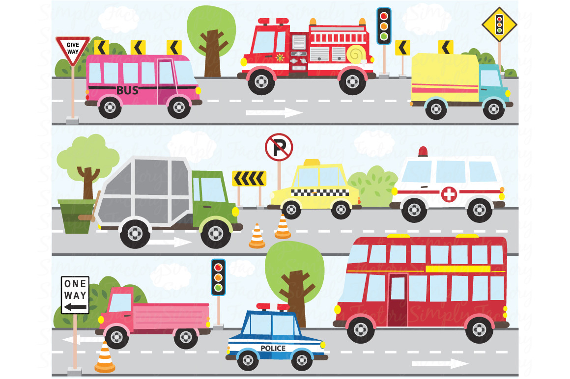 Cute Transportation Set, an Education Illustration by Simply Factory