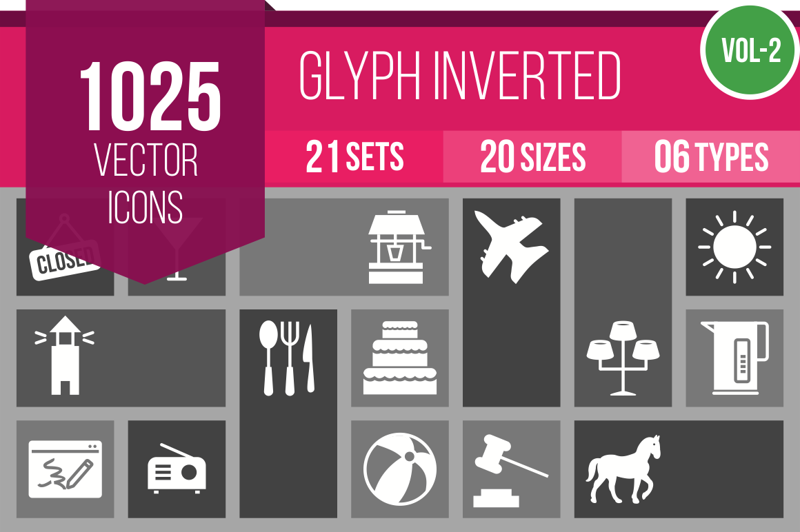 1025 Glyph Inverted Icons (V2), an Icon by IconBunny | Creative Market