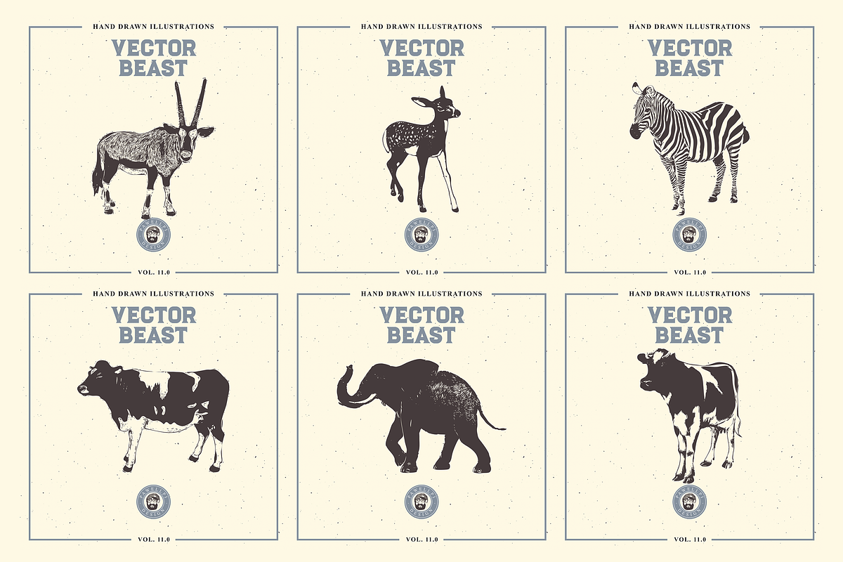 VECTOR BEAST HAND DRAWN BUNDLE 11.0, an Object Graphic by pawellpi