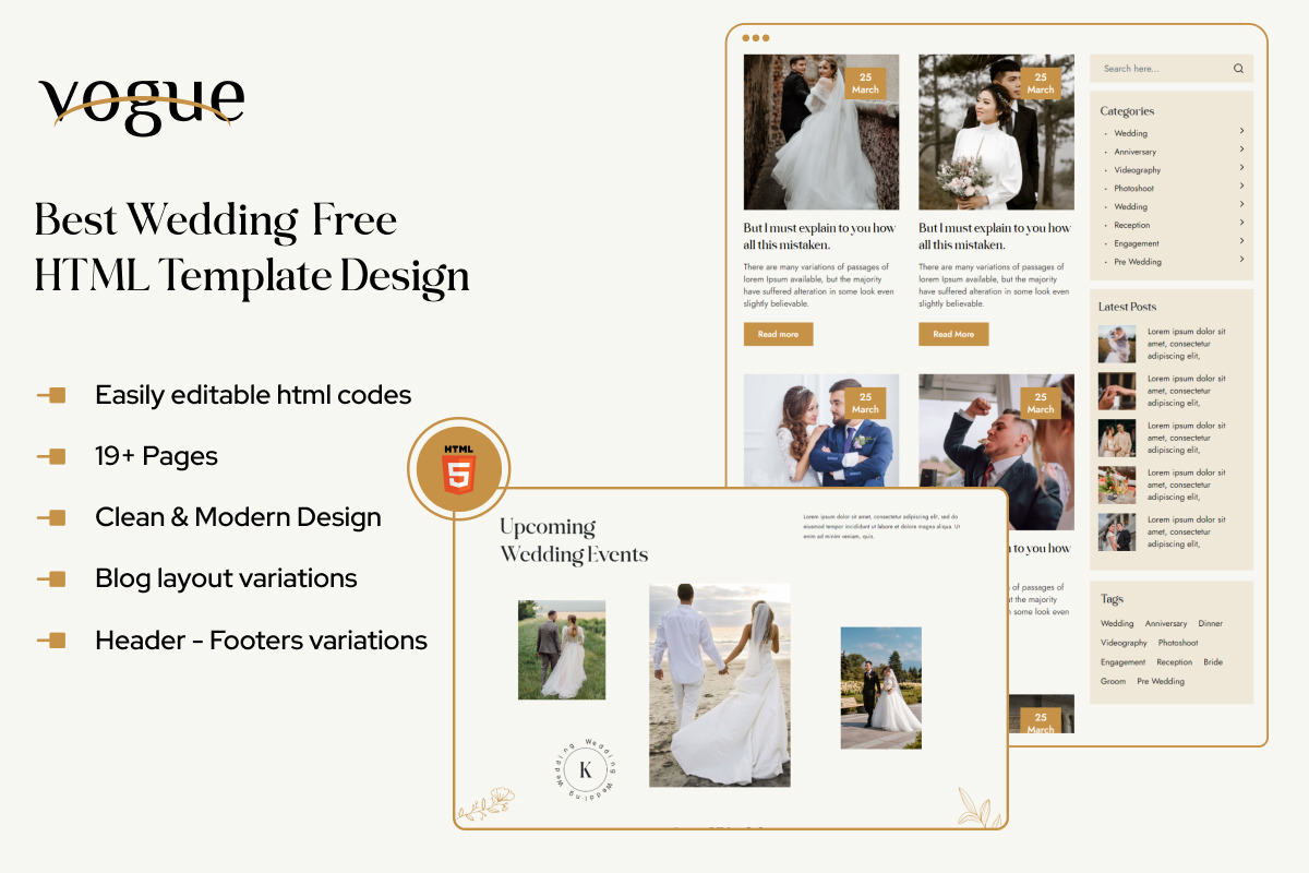 Vogue - Wedding HTML Template, a HTML Template by WebbyCrown_Solutions ...