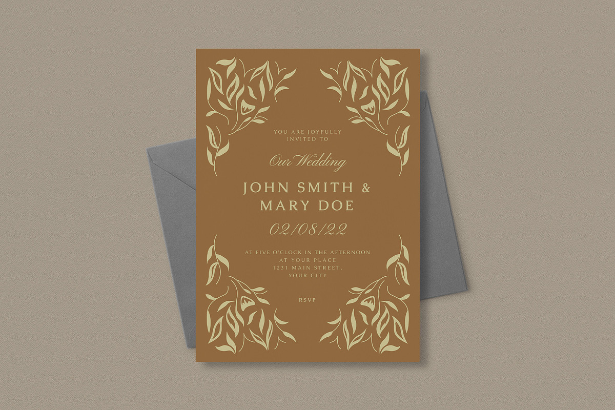 Vintage Leaf Wedding Invitation, an Invitation Template by Guuver