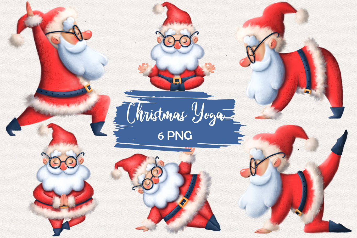 Santa Claus Yoga Clipart, a Seasonal Illustration by BonbonnyDesigns ...