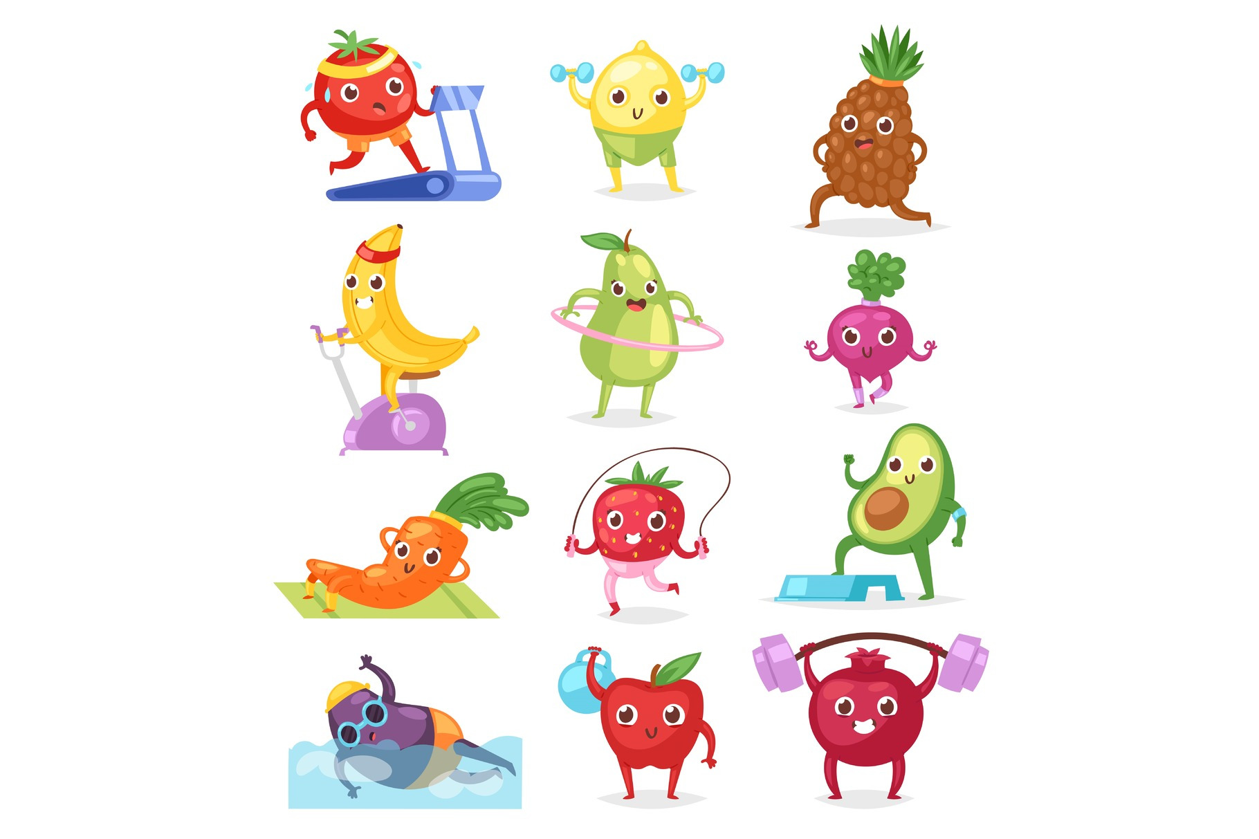 Fruits sportsman vector fruity expression of sporting cartoon character ...