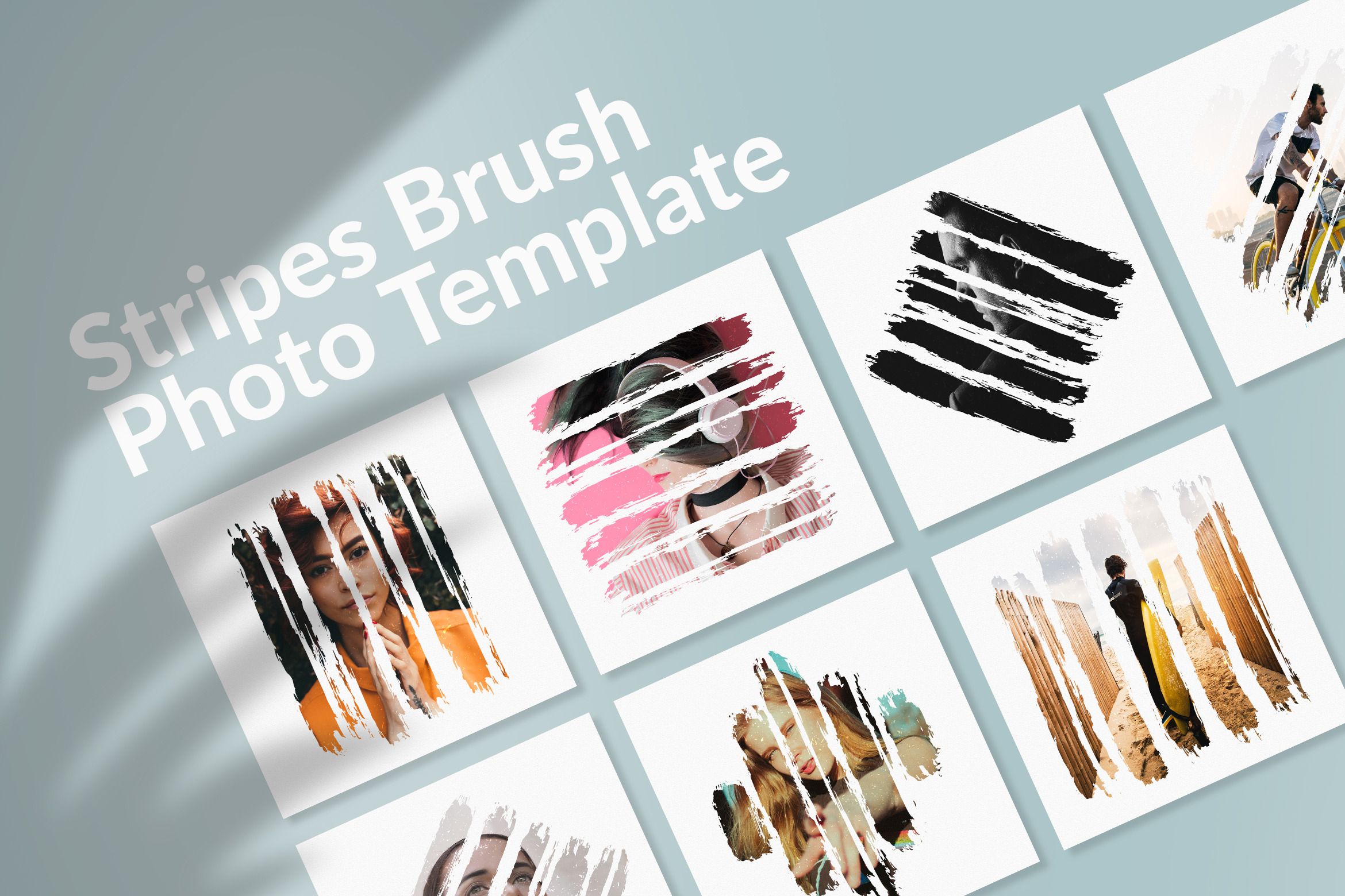 Stripes Brush Photo Templates, a Print Template by Weape Studio