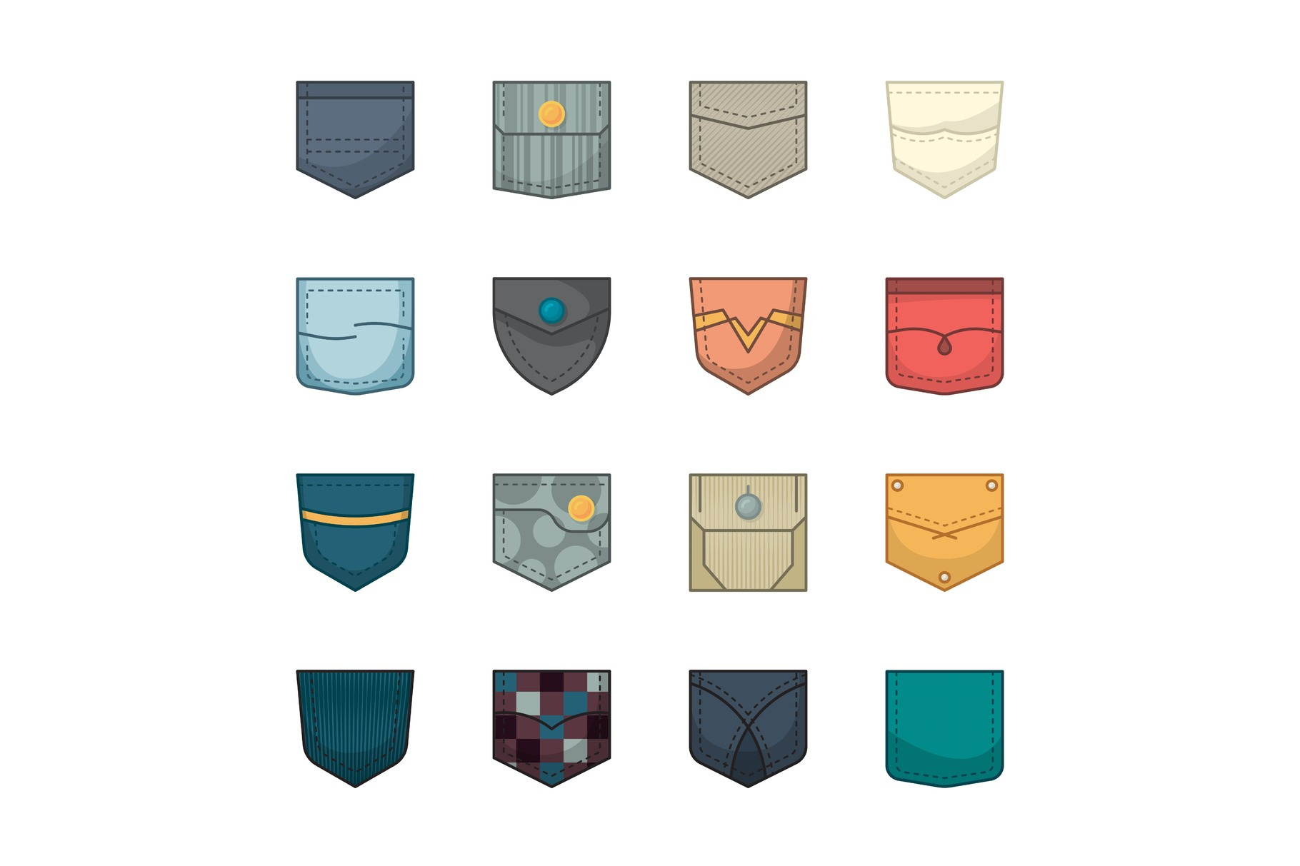 Colored pockets. Patches and fabric, a Graphic by Onyx