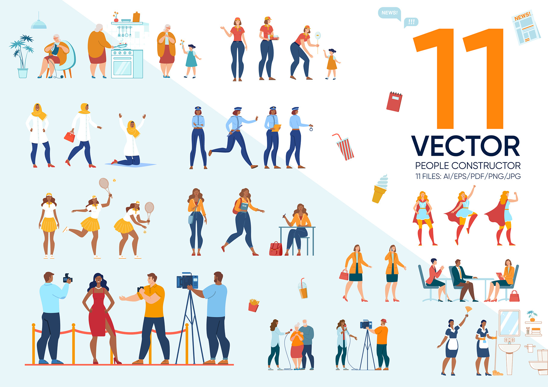 People Constructor Vector Scenes, an Education Illustration by Tera Vector
