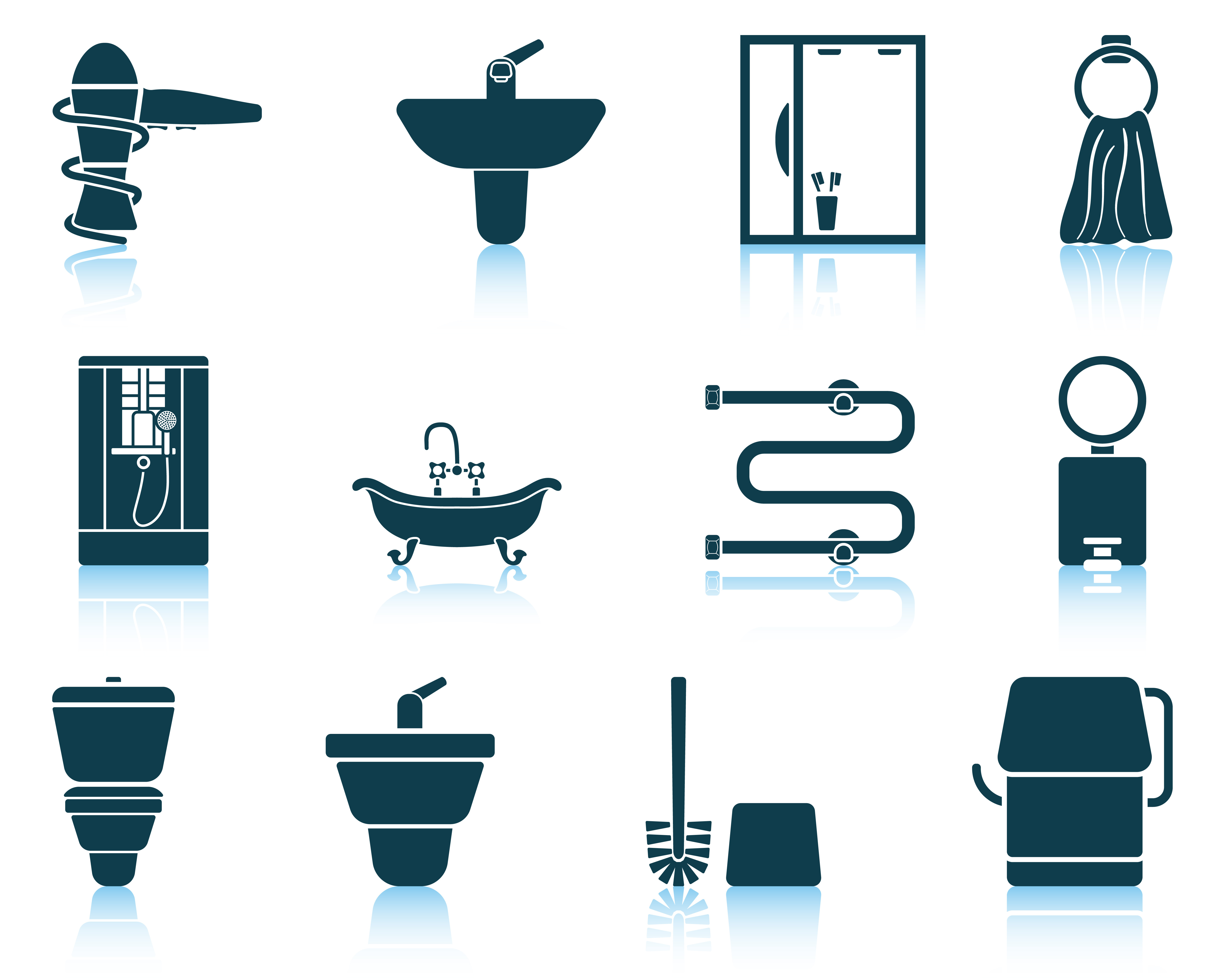 Set of 12 Bathroom Icons, an Icon by Pavel Vectors