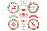 Christmas Wreath Clip Art | Decorative Illustrations ~ Creative Market