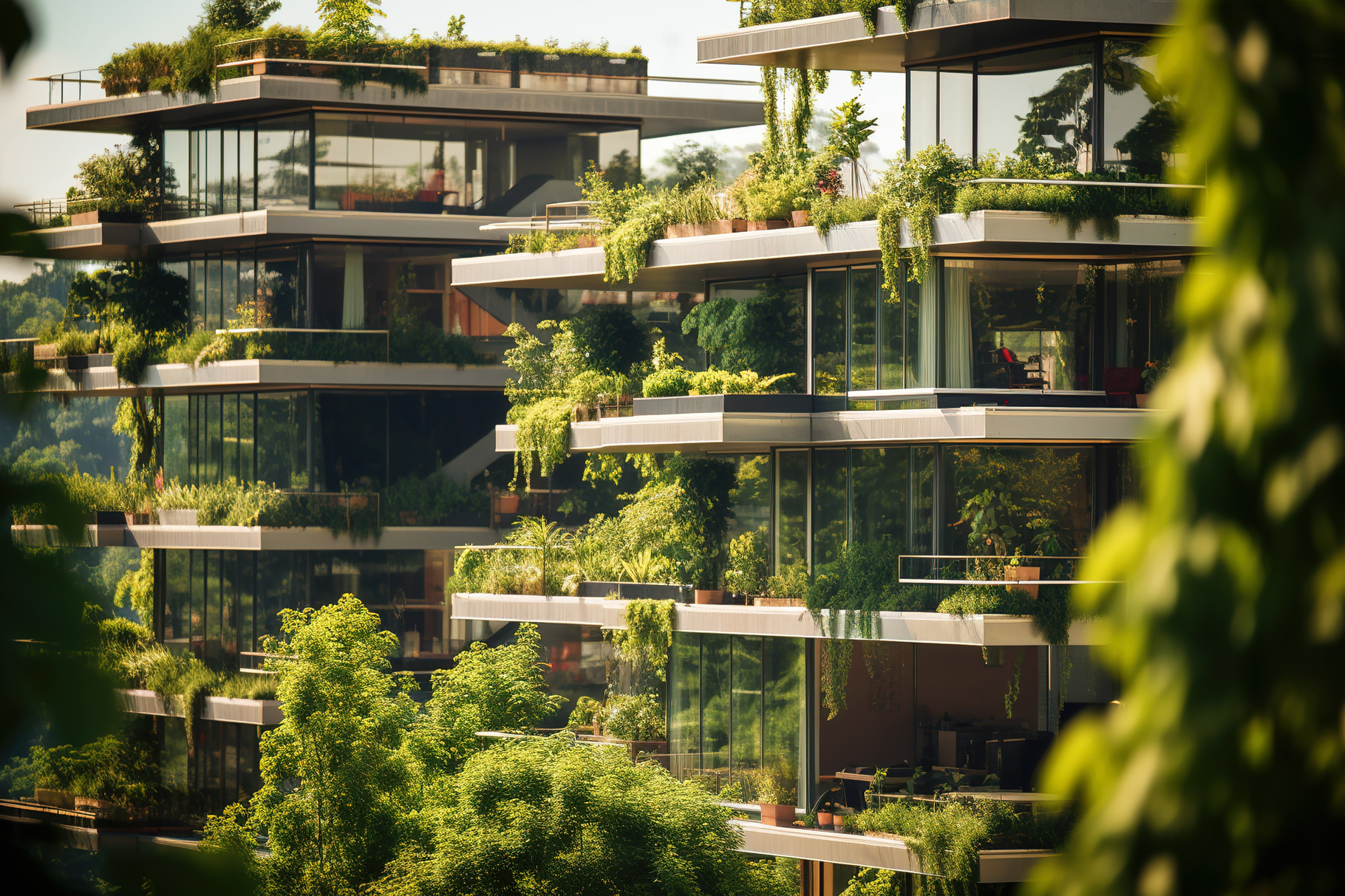 Sustainable buildings in modern city, an Illustration by Lopatin Photo