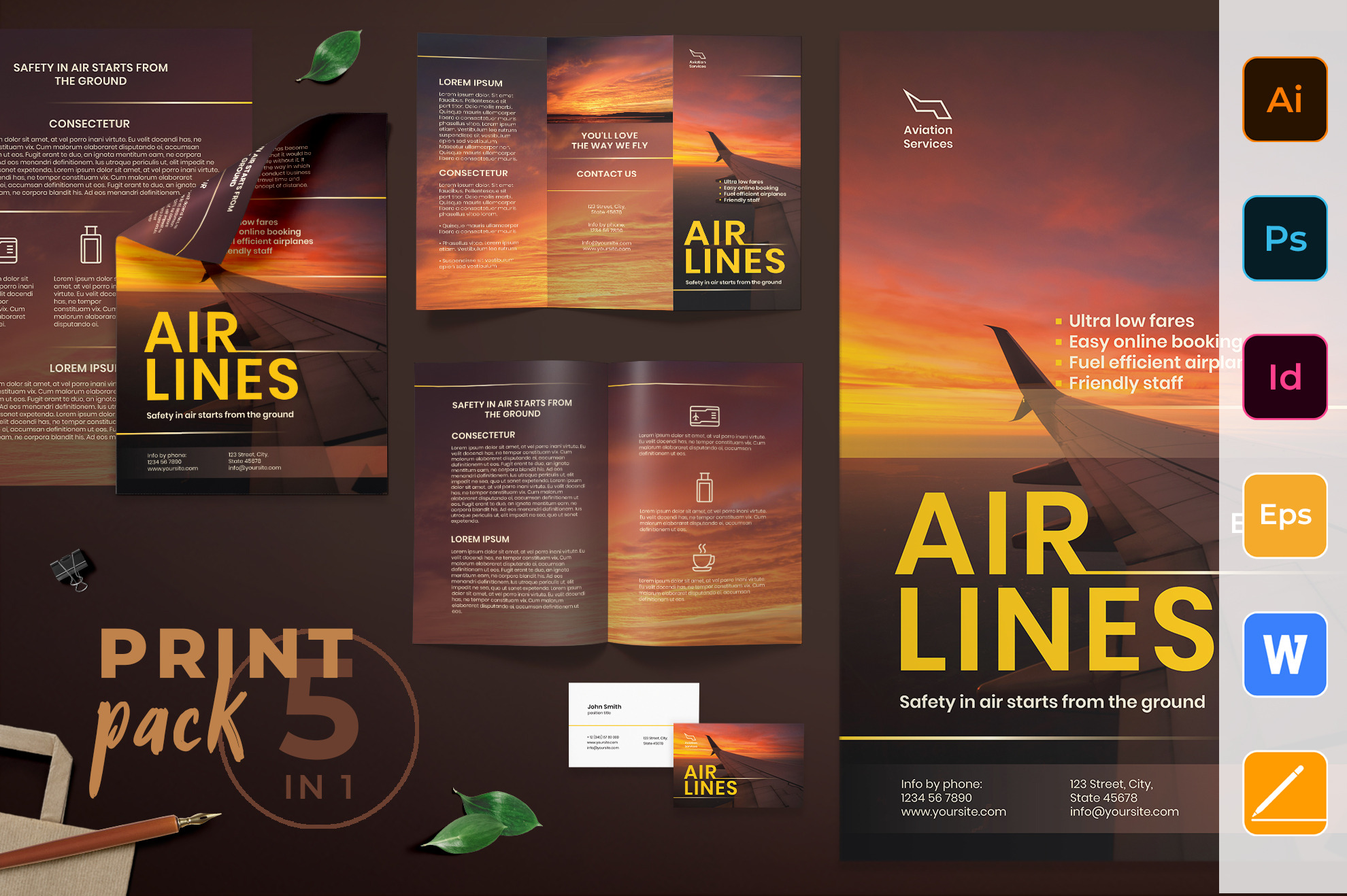 Airlines Aviation Print Pack, a Poster Template by TemplatesNow!