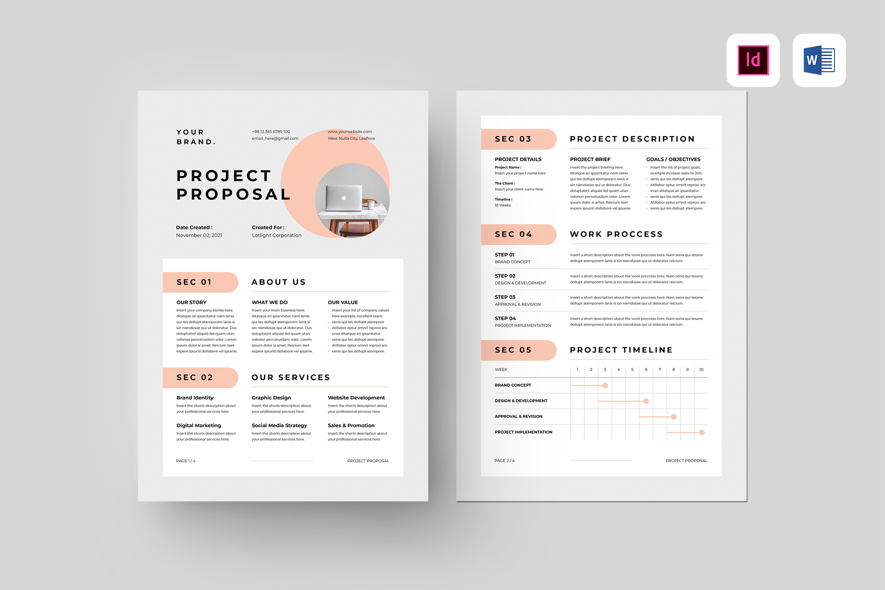 Proposal | MS Word & Indesign, a Stationery Template by Leaflove