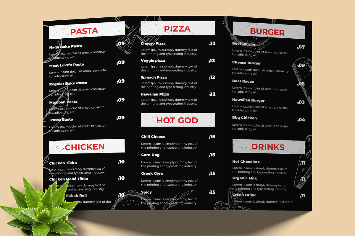 Restaurant Food Menu Layout