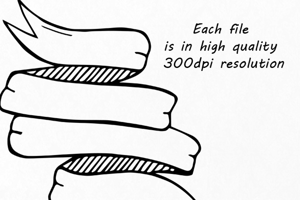 Hand Drawn Ribbon Banners Clipart, an Illustration by PassionPNGcreation