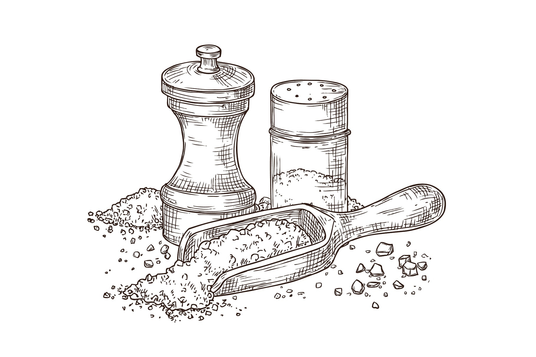 Sea salt. Sketch seasoning, a Background Graphic by Valerie Bodnar