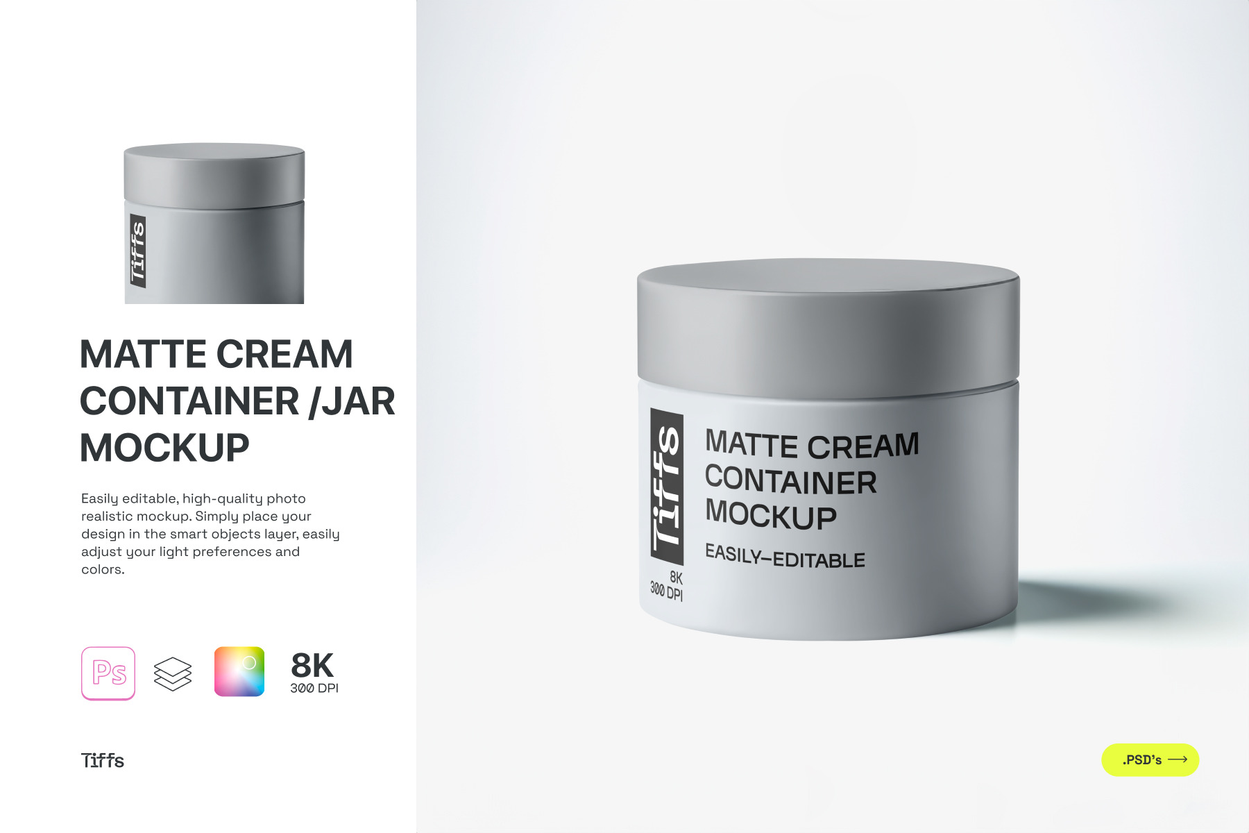 Matte Cream Container Mockup, a Cups & Container Mockup by TIFFS