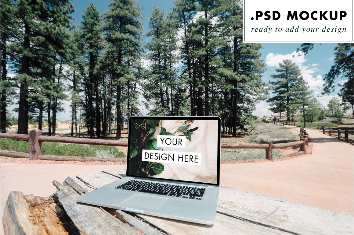 Digital Nomad Tree Forest Laptop PSD, a Mac Mockup by Travelling Mockups