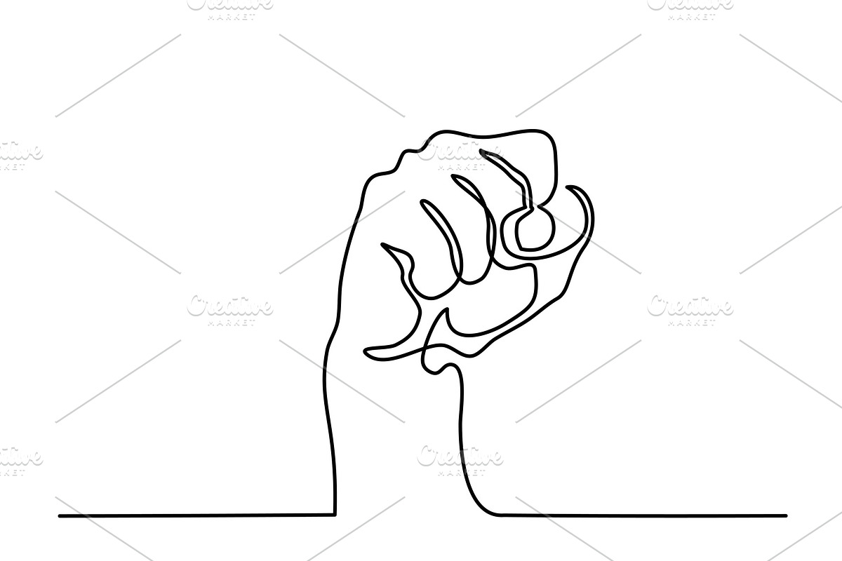 continuous line drawing of fist, a Person Illustration by Valenty ...