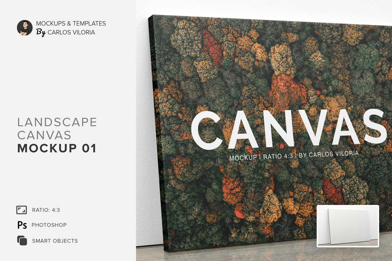 Landscape Canvas Ratio 4x3 Mockup 01, a Print Template by Mockups by ...
