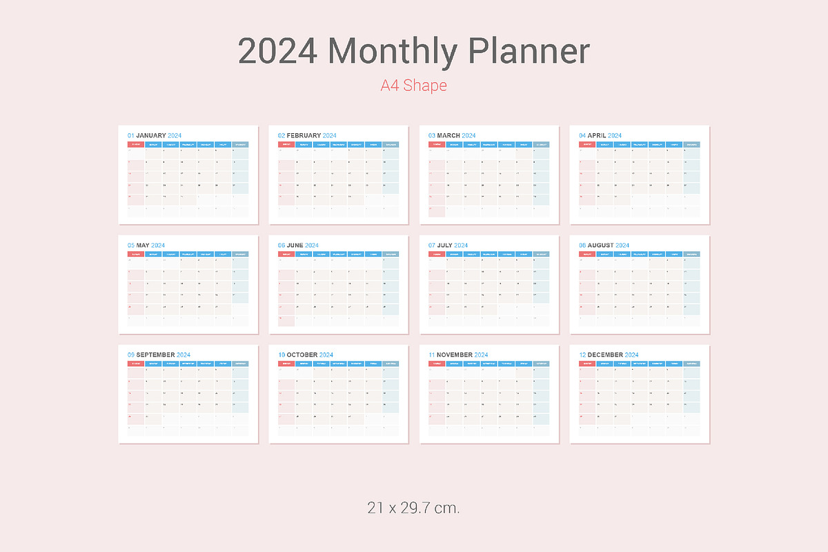 2024 Simple Calendar [Sunday], a Stationery Template by WORAKAMON ...