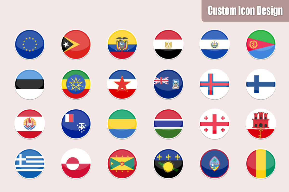 255 Flat & Vector World Flag Icons, an Icon by CustomIconDesign