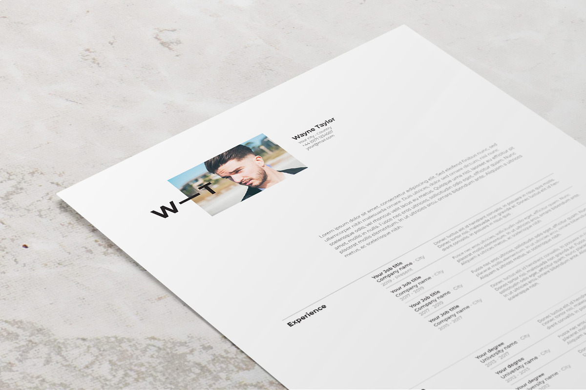 Wayne | CV / resume template, a Resume Template by CV house